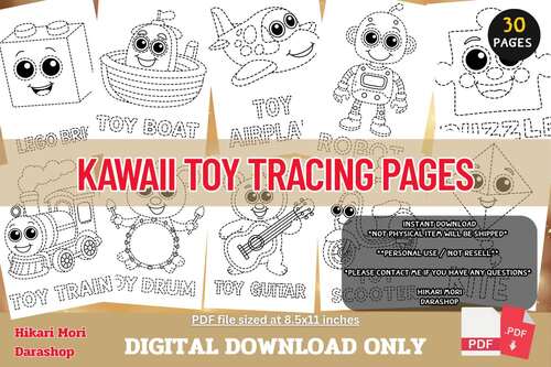 Kawaii Toy Tracing Pages & Pre-Writing Practice for Preschool ...