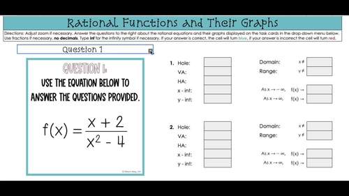 Rational Function Graphs Key Features Self Checking Digital Task Cards ...