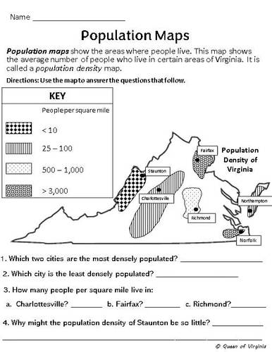 Maps Practice Bundle Virginia Product Map Weather Map Population Map ...