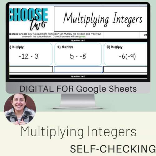 Multiplying Integers: Choose 2 Self-Checking Activity by Math with Ms Baron