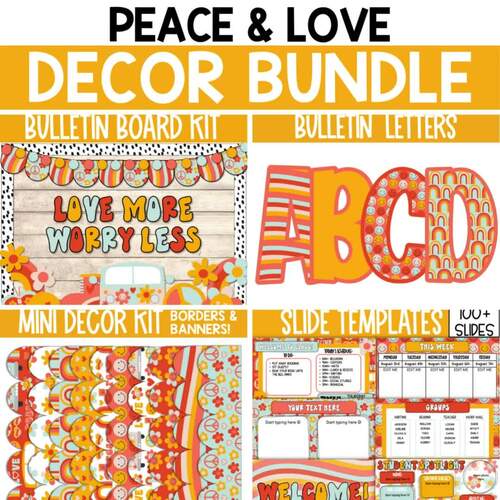 Retro Groovy Bulletin Board Decor Bundle / Bright February Decor Bundle
