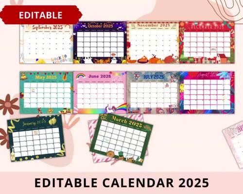 Editable Calendar 2025, School Year Calendar 2025, Teacher Calendar ...