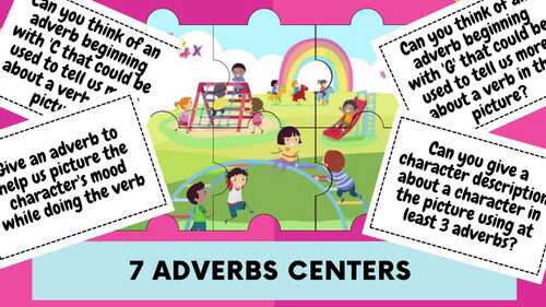Adverbs Center Activity and Adverbs Question Cards for Language Revision