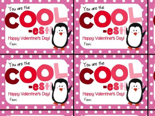 Penguin Valentine's Day Gift Tag- You are the COOLest! Happy Valentine ...