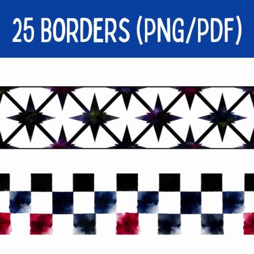 Dark Watercolor Paint Printable Bulletin Board Border Classroom Decor