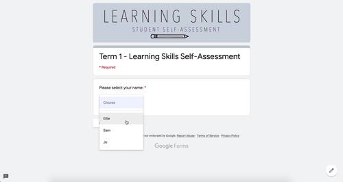 Google Forms | Report Card Learning Skills Self-Assessment | TPT