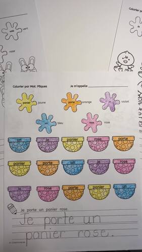 Colour by Word: French Easter / Colorier par Mot: Pâques by Chez Mme Louise