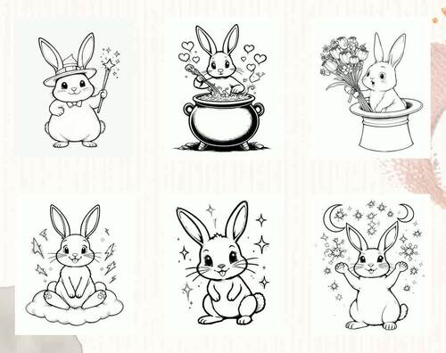 Cute Rabbit Magic Coloring Book: Whimsical Adventures in Every Hop!