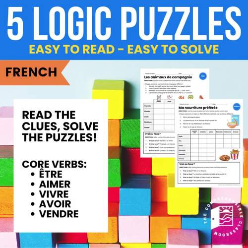 5 Logic Puzzles for Novice French | TPT