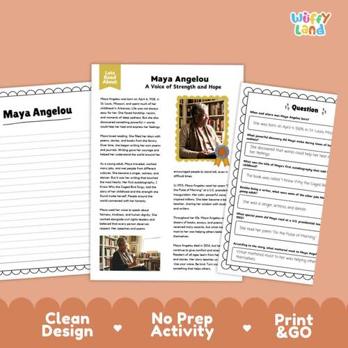 Maya Angelou Biography Reading Passage and Questions | Black History Month