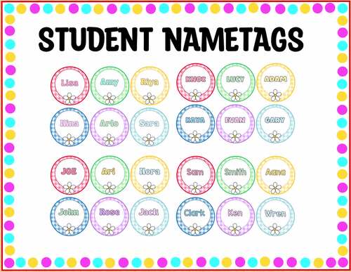 Spring Gingham Student Name Labels, Daisy Gingham Name Cards by ...