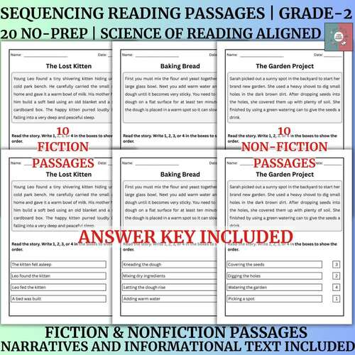 Grade 2 Sequencing Reading Passages | No Prep Fiction and Nonfiction ...