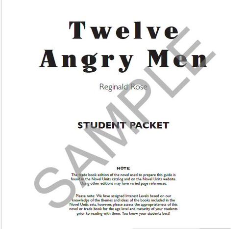 Twelve Angry Men Novel Units® Student Packet Novel Study | TPT