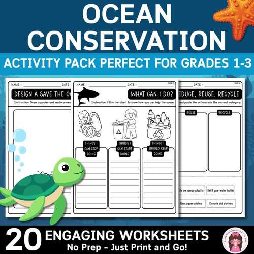 Ocean Conservation Activities Grades 1-3 | Earth Day and Ocean Week ...