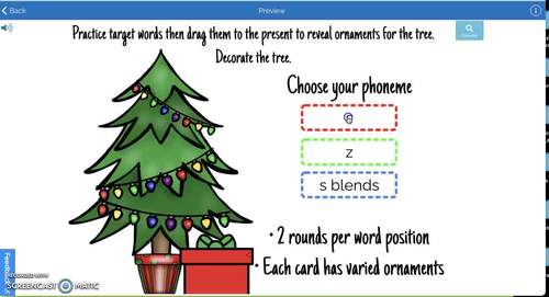 Boom Cards™: Decorate a Christmas Tree for Articulation: S, Z, S Blends