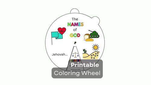 Names of God Coloring Wheel, Printable Sunday School Craft, Scripture ...