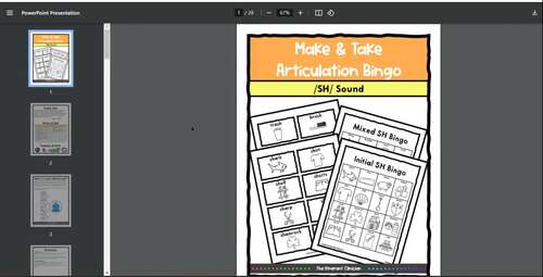 SH Articulation Activities BINGO Game, Speech Therapy, Initial SH Sound