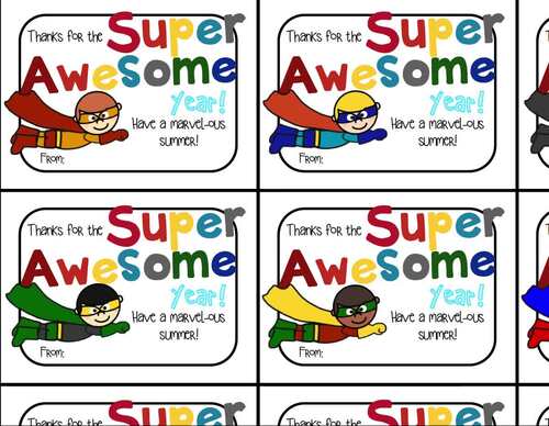 Cute Superhero End of Year Gift Tag- Hope you have a Marvel-ous summer!