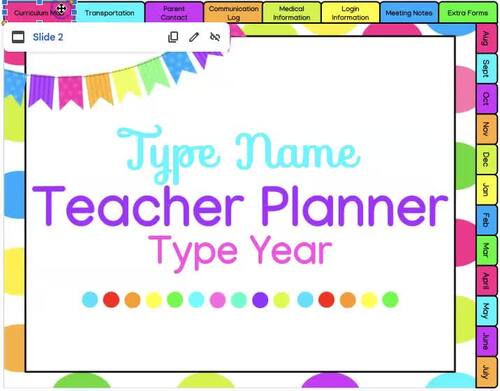 Digital Teacher Planner- Editable with Bright Colors by KooKoo Kindergarten