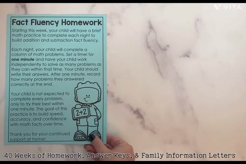 Addition and Subtraction Within 20 Homework Full Year Fluency Practice ...