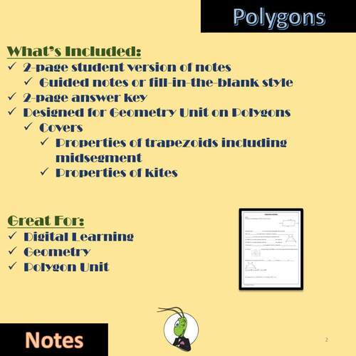 Trapezoid and Kites Properties Guided Notes Quadrilateral Polygon for ...