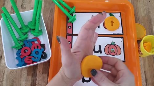 Pumpkin Fall Missing Sound CVC SMASH Cards - Morning Work Tubs, Centers