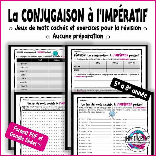 Les verbes à l'impératif présent I Cahier d'activités I French Verbs ...