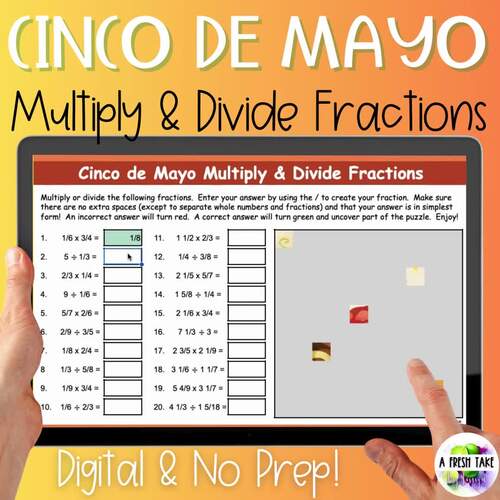 Cinco de Mayo Multiply & Divide Fractions Pixel Art Google Sheets ...