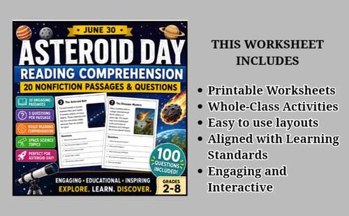 Asteroid Day Reading Comprehension Passages & Questions | 20 Nonfiction ...