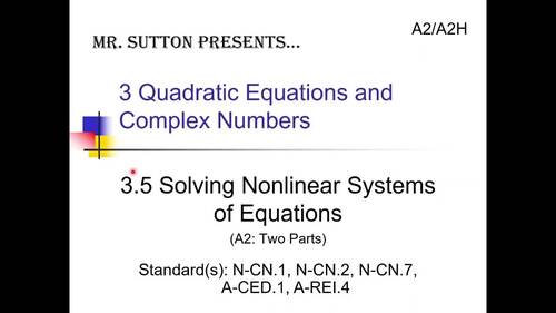 Solving Nonlinear Systems of Equations by Mr Sutton Presents | TPT