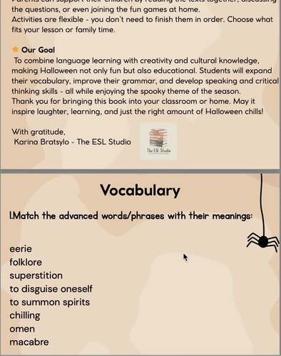 Halloween ESL Activity Book – Fun Worksheets, Grammar, Vocabulary