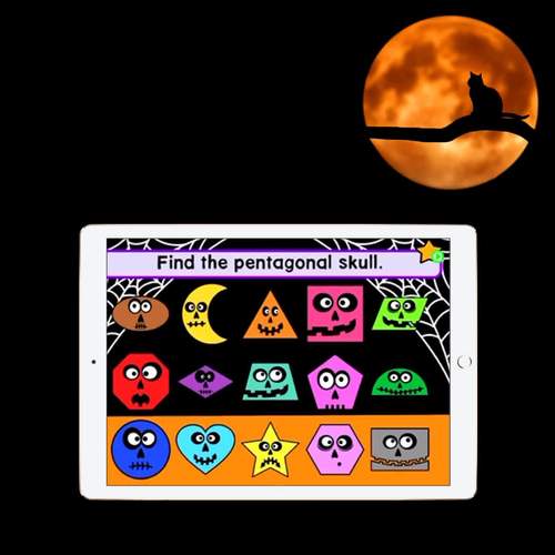 Find the pentagon with audio | Halloween shapes BOOM CARDS | TPT