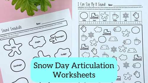 No Prep Snow Day Themed Articulation Worksheets & Activities for Speech ...