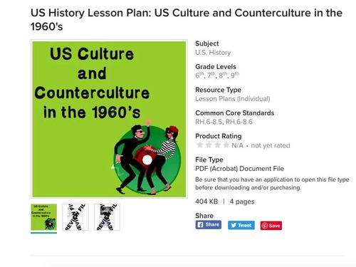 US History Lesson Plan: US Culture and Counterculture in the 1960's