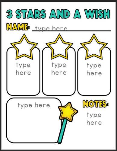 Parent Teacher Conference Form | Stars and a Wish | Editable | Feedback