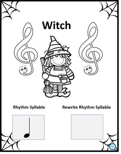 Music Coloring Pages, Worksheets, Halloween Syllable Rhythm Notation ...