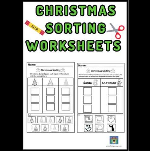 Christmas Sorting Worksheets by Preschool Garage | TPT