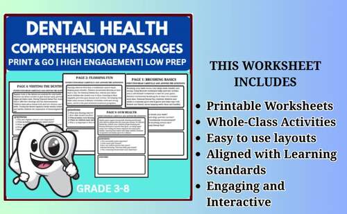 DENTAL DAY COMPREHENSION PASSAGES | 20 Q&A KEYS | GRADE 3-8 | by ...