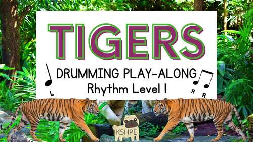 Tigers Drumming Rhythm Play Along, Music Flash Cards, Level 1 Rhythm ...