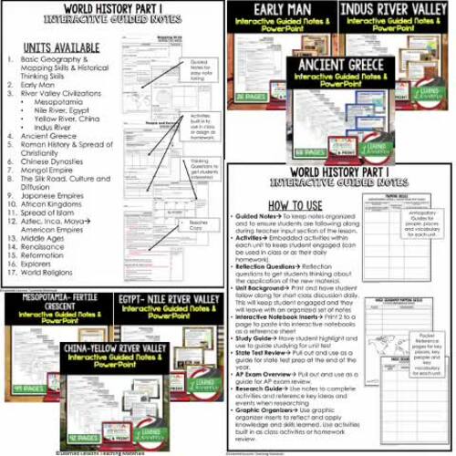 Ancient World History Notes and PowerPoints, Guided Notes, Google, BUNDLE