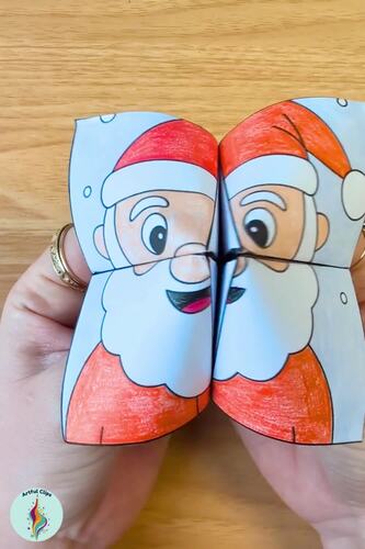 Christmas Craftivity Santa Origami Cootie Catcher Craft, December Early ...