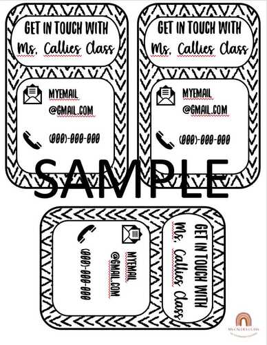 Teacher Contact Cards- BOY/ Open House- Family Communication | TPT
