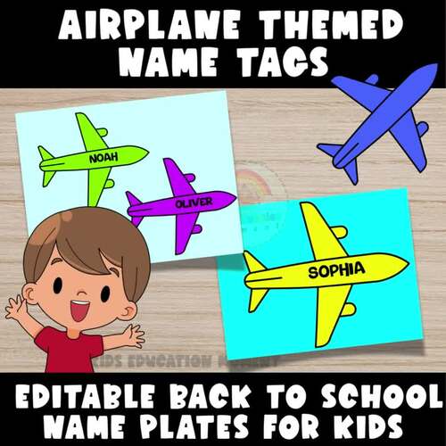 Airplane Themed Name Tags | Editable Back to School Name Plates for Kids