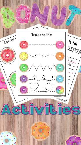 Donut Activity Pack Alphabet, Math, and Color Matching, Cutting ...