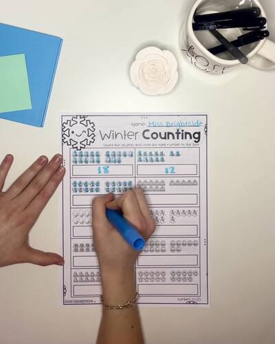 Winter Counting 1-20 with Ten Frames: Engaging Math Worksheets Kinder