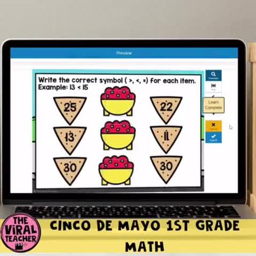 Cinco de Mayo Place Value and Telling Time Math Activities for 1st Grade