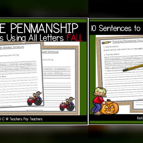 Handwriting Practice Forming Letters in Sentences for Fall by Kelli C