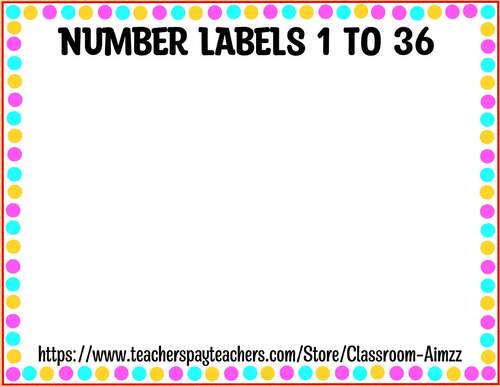 Printable Small Number Labels, Back To School Number Labels 1 to 36