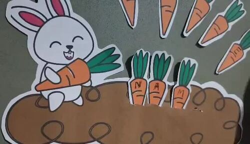 Rabbit Name Tag Label Carrot Garden Back to Schooll Art Decor Classroom ...