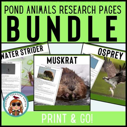 Pond Animals Research Pages Bundle for reading and writing pond ...